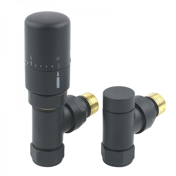 MHS Radius 15mm Angled TRV Valve Matt Black - VLVRAD-ABLTRV