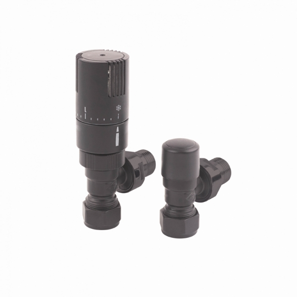 Rads 2 Rails Finchley Black Angled TRV Valve - VLVFIN-ABLTRV