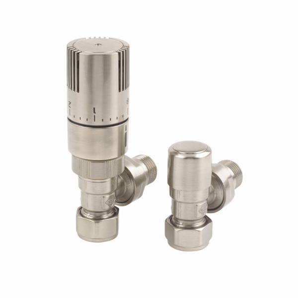 Rads 2 Rails Finchley Satin Angled TRV Valve - VLVFIN-ABTRV