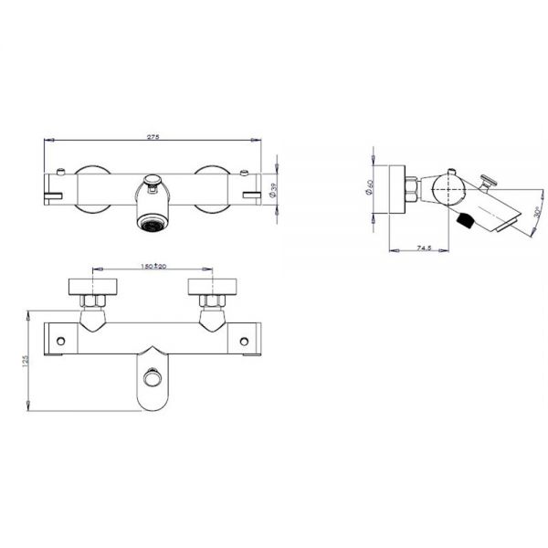 Highlife Stroma Chrome Thermostatic Bar Shower Valve with Bath Spout ...