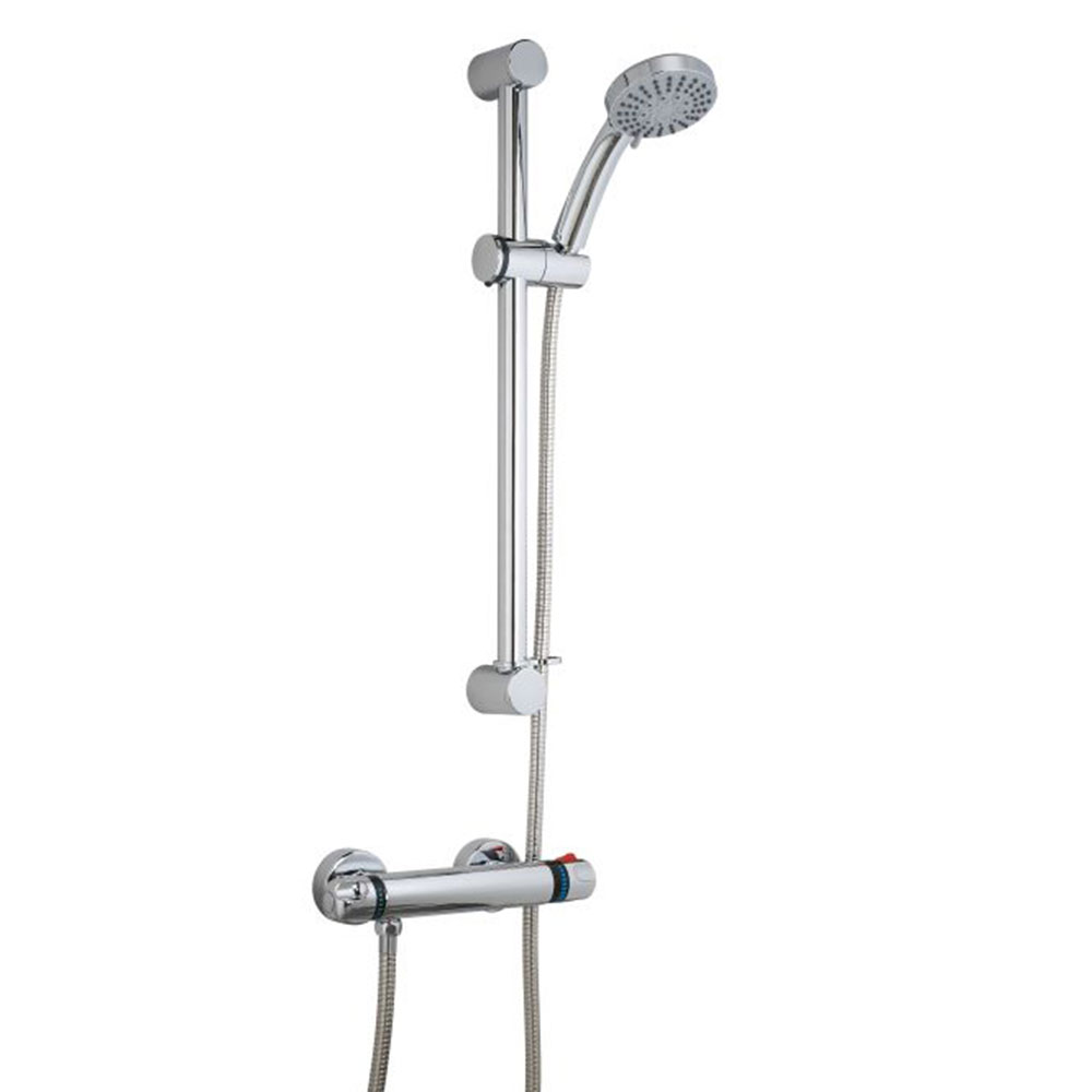 Highlife Lewis Chrome Thermostatic Bar Shower Valve with Riser Rail Kit ...