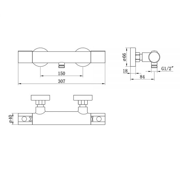 Highlife Argyll Black Thermostatic Cool Touch Bar Shower Valve - 13008