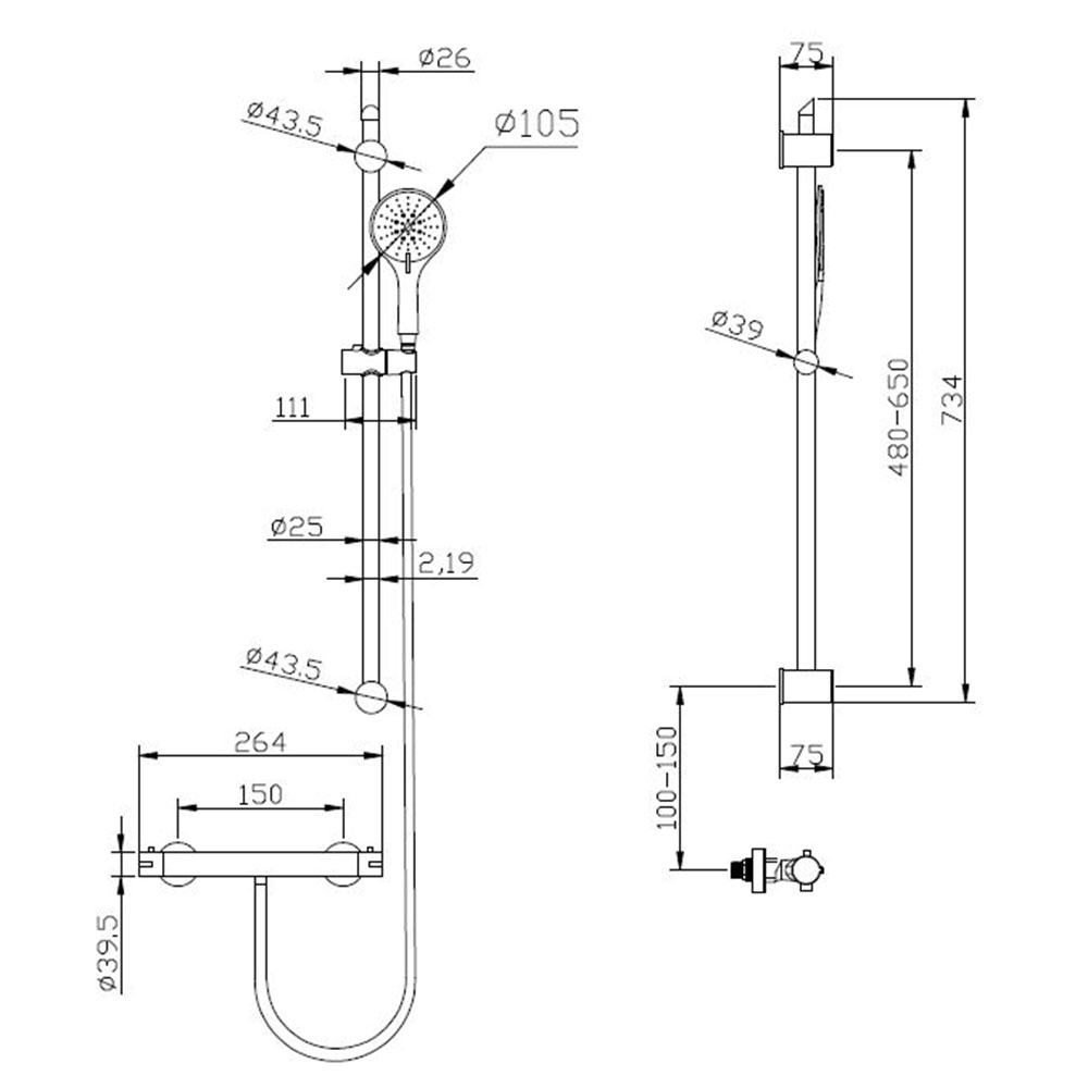 Highlife Tolsta Chrome Thermostatic Cool Touch Bar Shower Valve with ...
