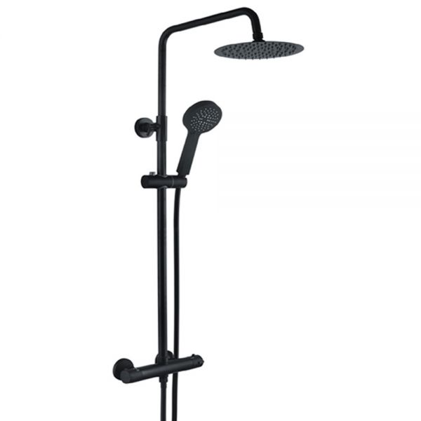 Highlife Spey 2 Matt Black Exposed Thermostatic Rigid Riser Shower Kit - 13117B