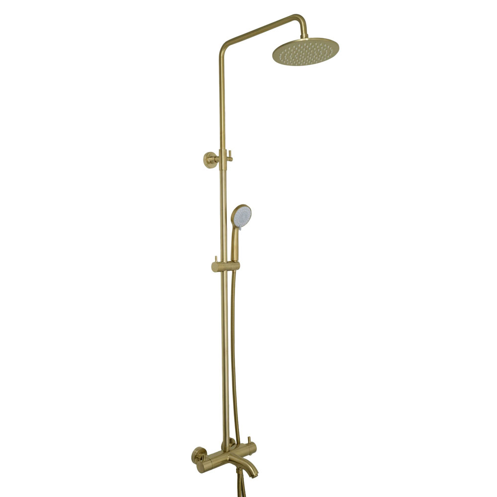 JTP VOS Brushed Brass Thermostatic Exposed Bar Shower Valve Kit with ...