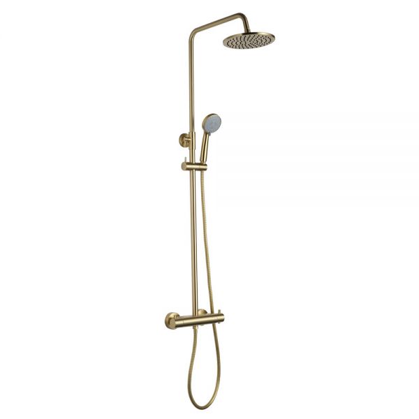 JTP VOS Brushed Brass Thermostatic Exposed Bar Shower Valve Kit with ...