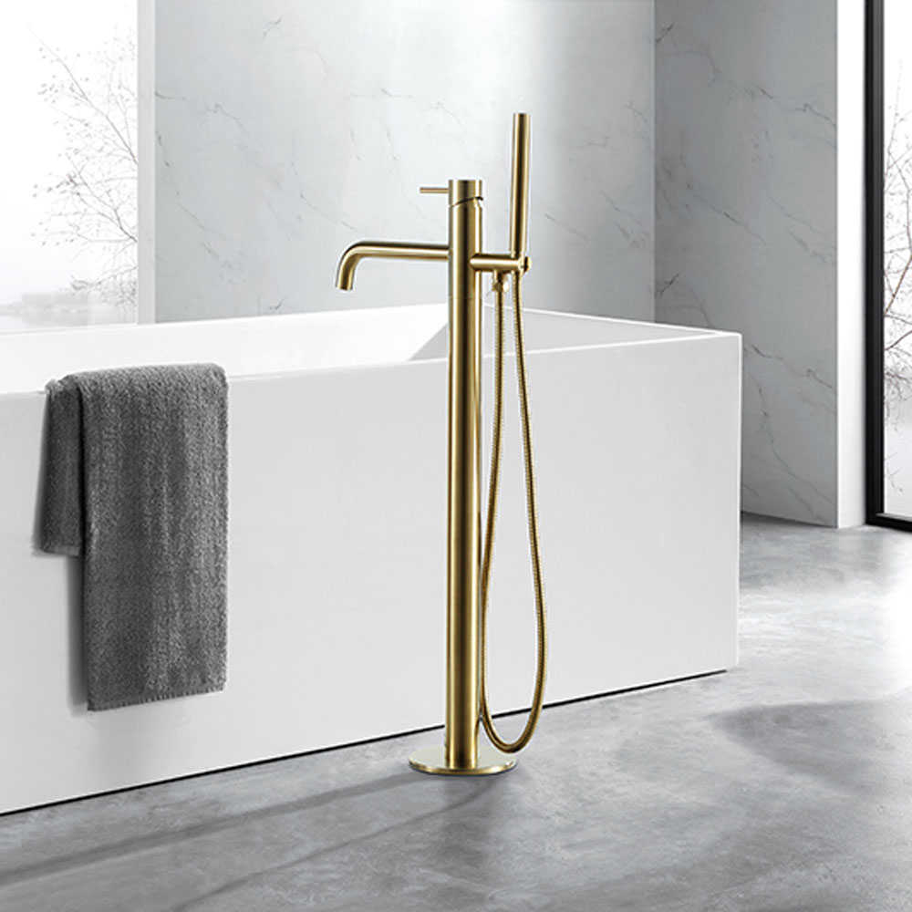 JTP VOS Brushed Brass Floor Standing Bath Shower Mixer Tap - 23534BBR