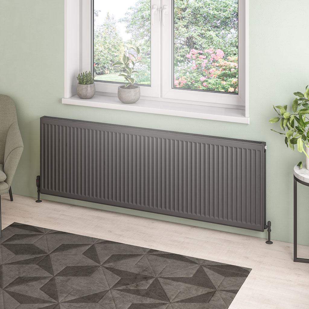 Eastbrook Type 21 600 x 1800 Matt Black Central Heating Radiator - 25.0134