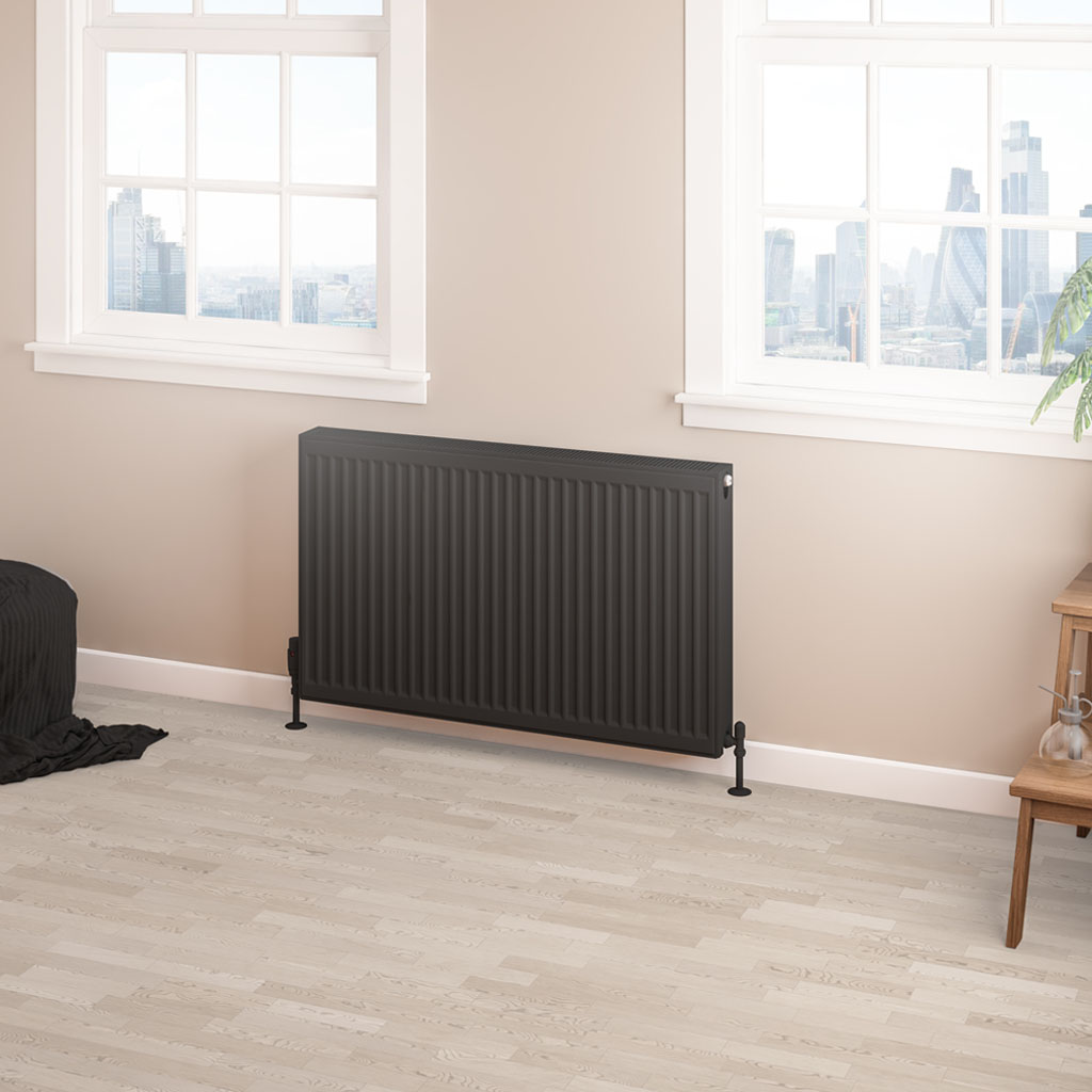 Eastbrook Type 22 600 x 1000 Matt Black Central Heating Radiator - 25.0197