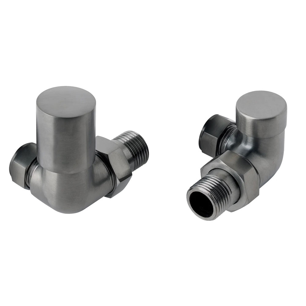 JTP VOS Brushed Black Corner Manual Radiator Valves - 27RVACABBL