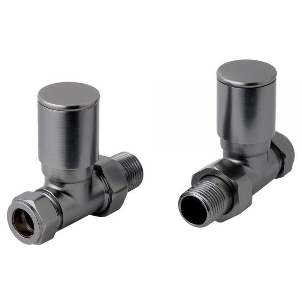 JTP Brushed Black Straight Manual Radiator Valves - 27RVSBBL