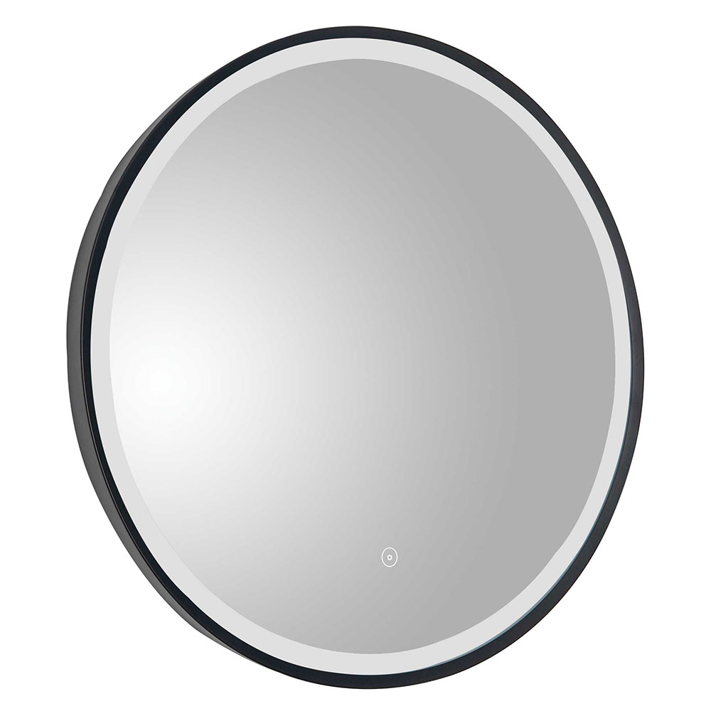 JTP Vos Matt Black Round LED Bathroom Mirror 600mm - 28M60MB