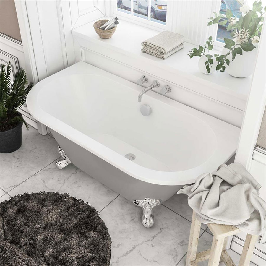 Eastbrook Mortlake Matt Grey Freestanding Back to Wall Traditional Bath ...