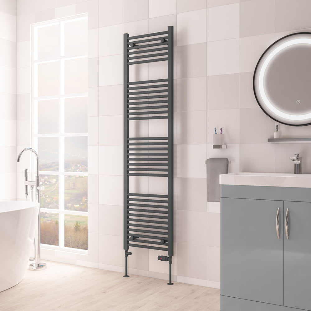 Eastbrook Biava Hidden Vent 1720 x 450 Straight Matt Anthracite Towel ...
