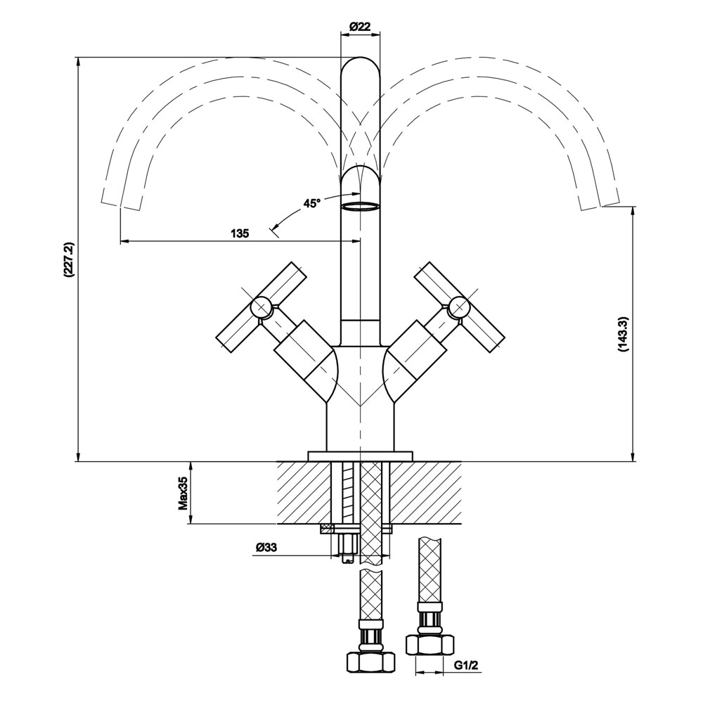 JTP Solex Chrome Basin Mixer Tap with Swivel Spout - 66181