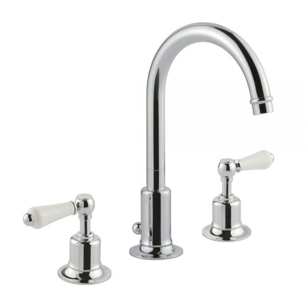 JTP Grosvenor Lever Chrome 3 Hole Basin Mixer Tap with Pop Up Waste - 85191
