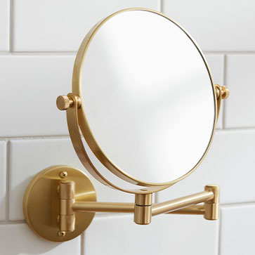 Miller Classic Brushed Brass Round Wall Mounted Extendable Cosmetic ...