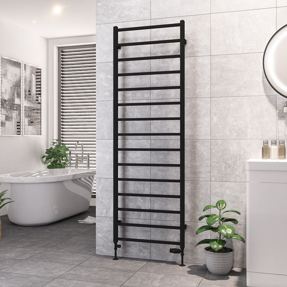 Eastbrook Tuscan Square 1800 x 600 Matt Black Towel Rail - 89.1267