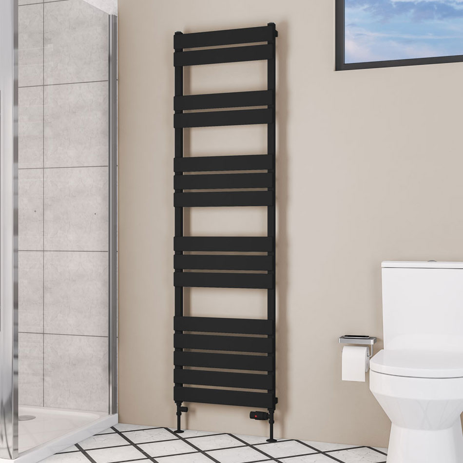 Eastbrook Deddington 1800 x 500 Matt Black Designer Towel Rail - 89.1527