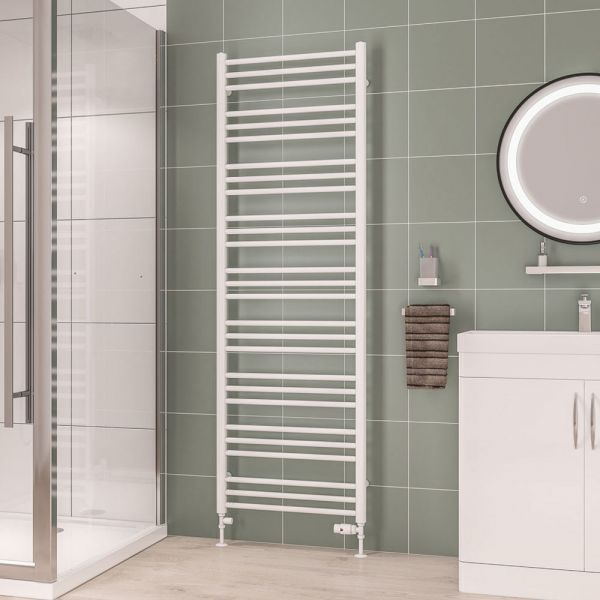 Eastbrook Corinium Round 1800 x 600 Gloss White Towel Rail - 89.1547