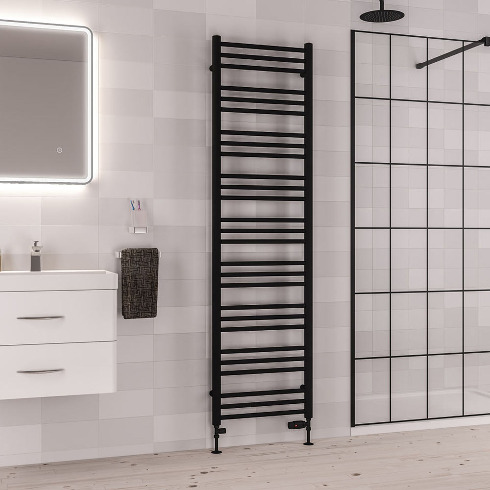 Eastbrook Corinium Round 1800 x 500 Matt Black Towel Rail - 89.1564