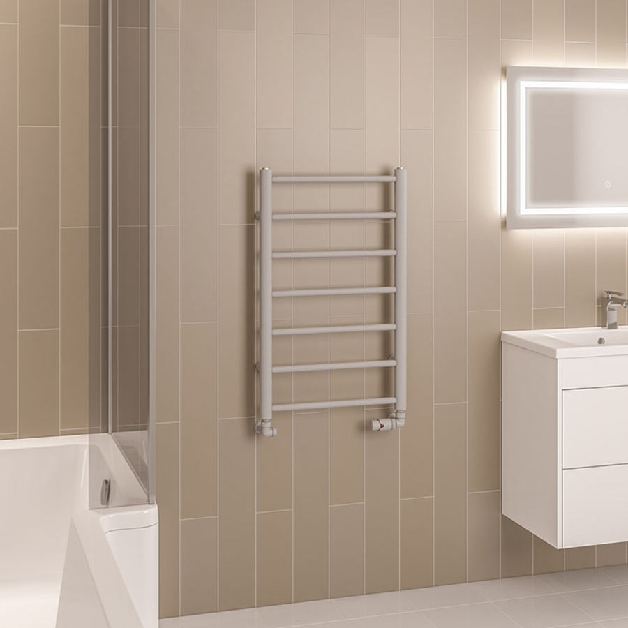 Eastbrook Tuscan Round 800 x 500 Matt Grey Towel Rail - 89.1578