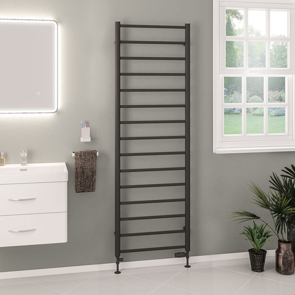 Eastbrook Tuscan Round 1800 x 600 Matt Anthracite Towel Rail - 89.1589