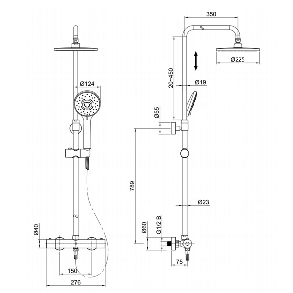 JTP Chrome Thermostatic Cool Touch Exposed Bar Shower Valve Kit with ...