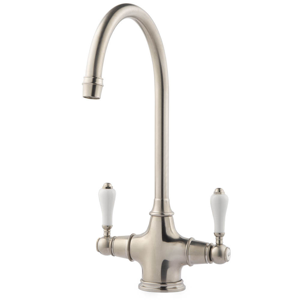 Clearwater Alrisha Twin Lever Brushed Nickel Monobloc Kitchen Sink ...