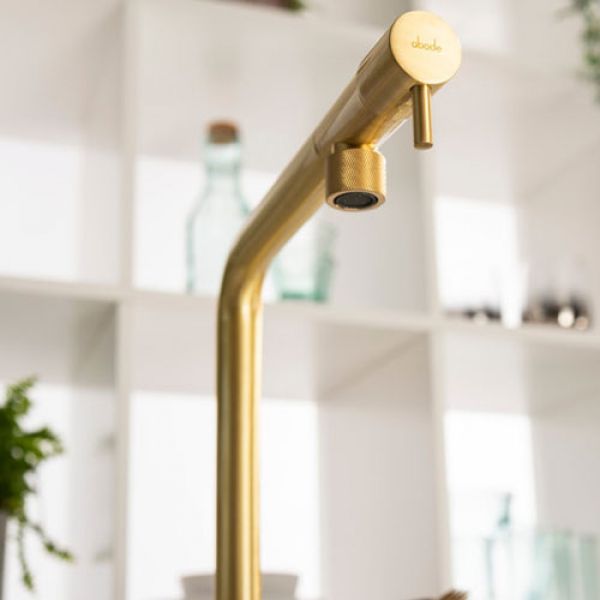 Abode Agilis Single Lever Brushed Brass Kitchen Mixer Tap - AT2188