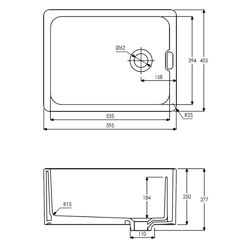 Abode Belfast Single Bowl White Ceramic Kitchen Sink - AW1022