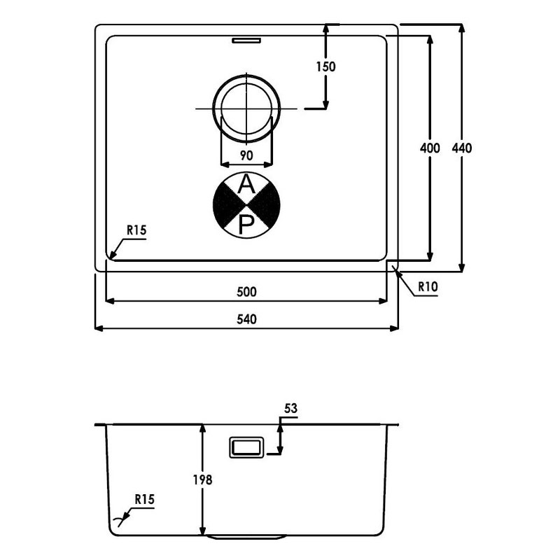 Abode Matrix R15 Undermount or Inset Large Single Bowl Stainless Steel ...