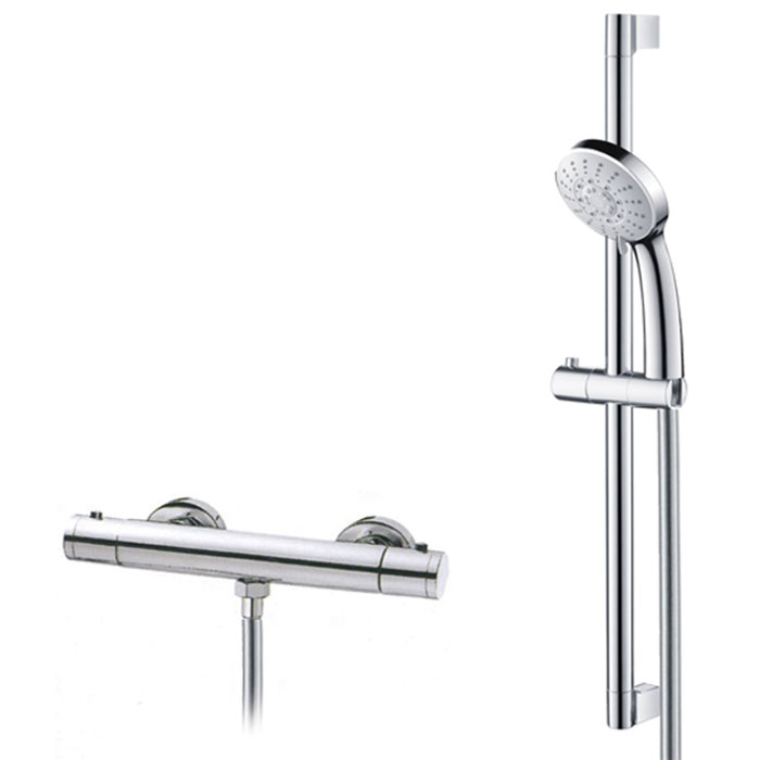 Abacus Emotion Chrome Thermostatic Bar Shower Valve with Riser Rail Kit ...