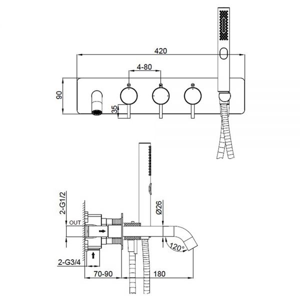 Abacus Iso Pro Bath Shower Mixer Tap - Anthracite - TBTS-446-3402 at ...