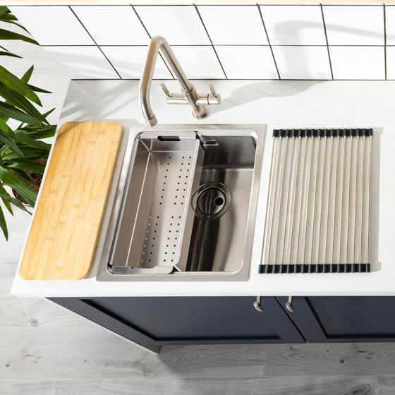 Abode System Sync Large Single Bowl Stainless Steel Kitchen Sink - AW5143