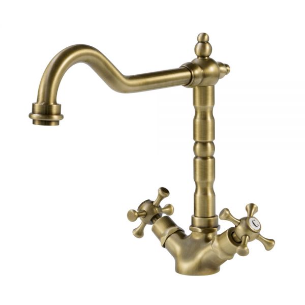 Clearwater Baroc Twin Lever Antique Bronze Monobloc Kitchen Sink Mixer ...
