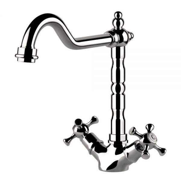 Clearwater Baroc Twin Lever Chrome Monobloc Kitchen Sink Mixer Tap - BAC