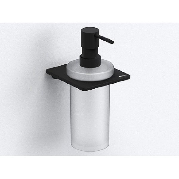 Sonia S Cube Frosted Glass Soap Dispenser with Black Fixings - BO-173044