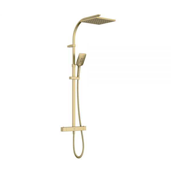 Bristan Qubo Brushed Brass Thermostatic Rigid Riser Diverter Bar Valve ...