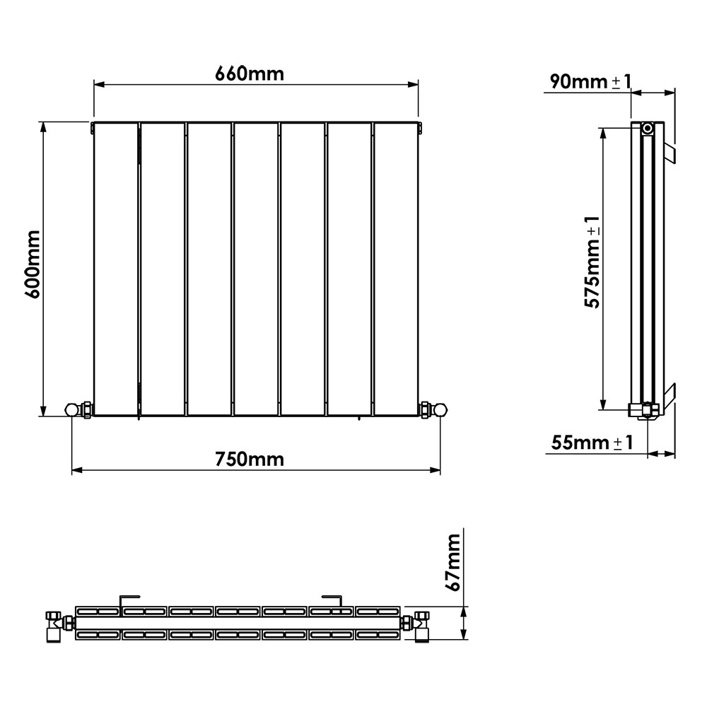 Carisa Nemo Double White Aluminium Radiator 600 x 660mm ...