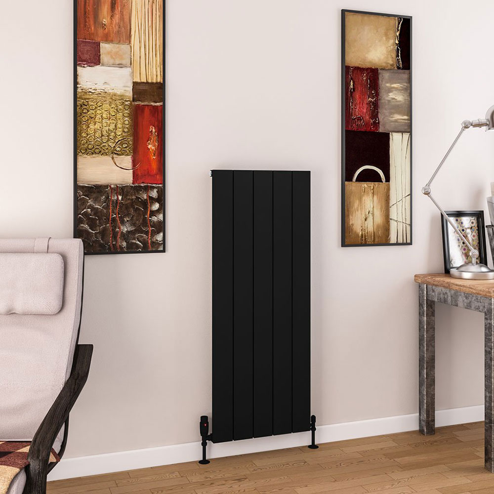 Eastbrook Charlton 1200 x 470 Matt Black Aluminium Designer Radiator ...