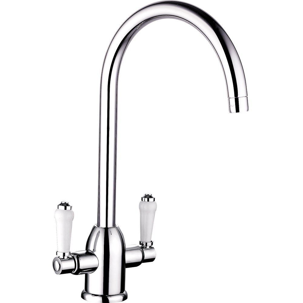 Clearwater Dephini Twin Lever Chrome Monobloc Kitchen Sink Mixer Tap ...