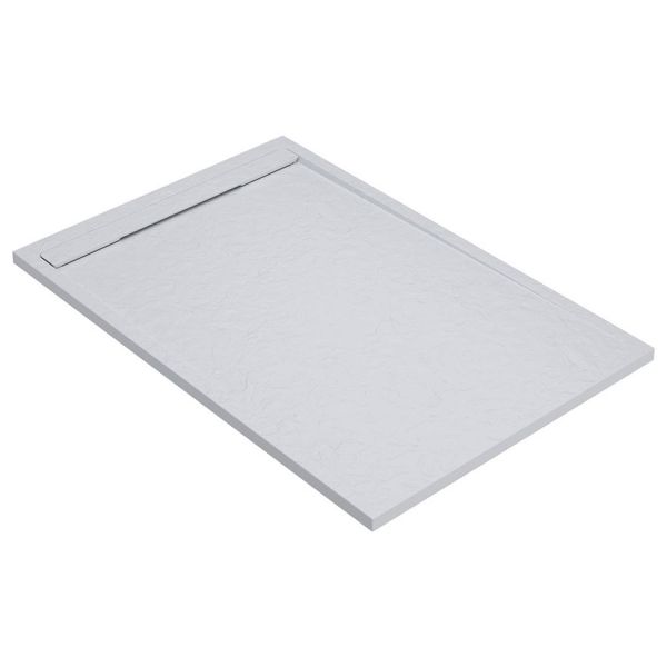 Moods White Slate Effect Shower Tray with Linear Waste 1400 x 800mm ...