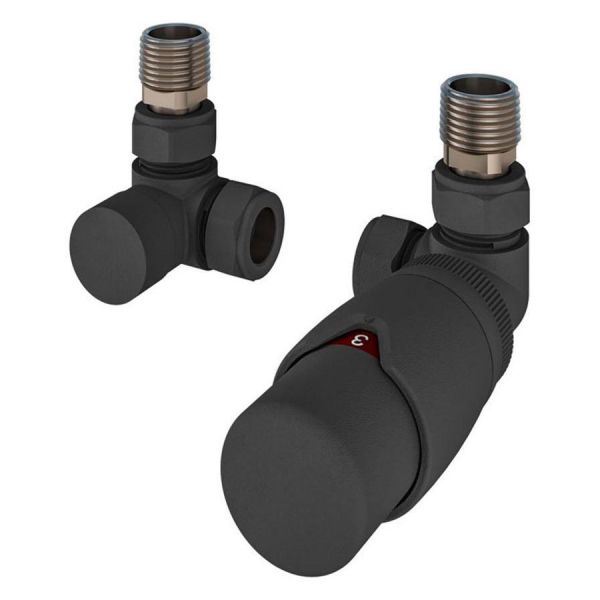 Eastbrook Darlington Matt Anthracite Corner TRV Radiator Valves - 54.0023