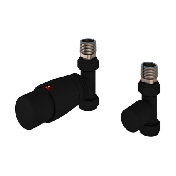 Eastbrook Darlington Matt Black Straight TRV Radiator Valves - 54.0021