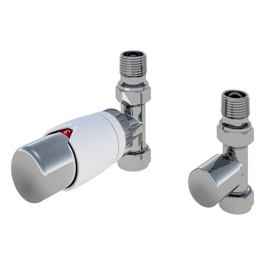 Eastbrook Darlington White and Chrome Straight TRV Radiator Valves - 54 ...