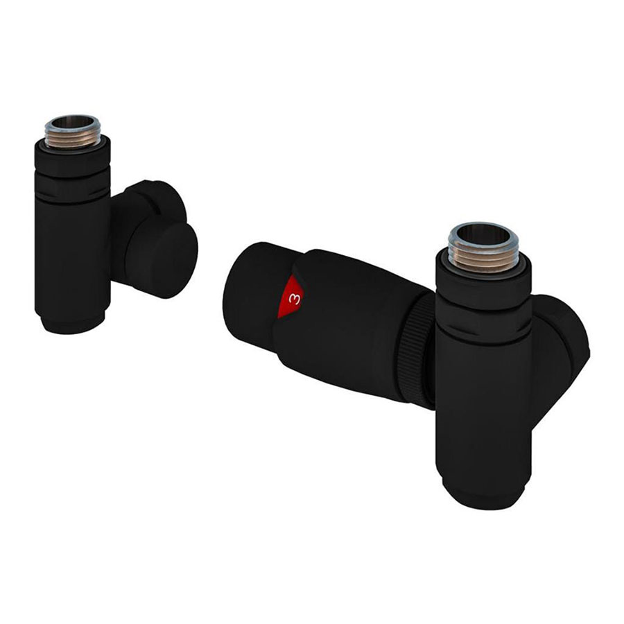 Eastbrook Matt Black Corner Dual Fuel TRV Radiator Valves - 54.0028
