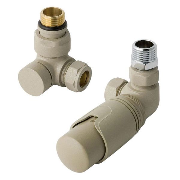 Eastbrook Matt Cappuccino Corner TRV Radiator Valves - 12.055