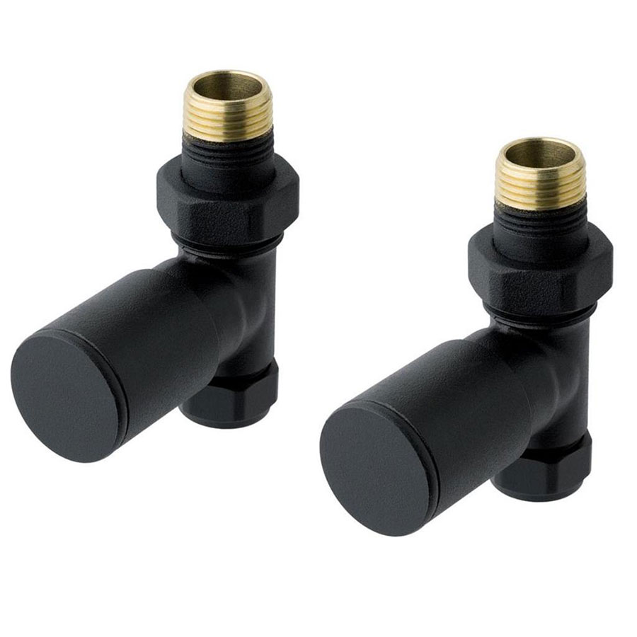 Eastbrook Round Matt Black Straight Manual Radiator Valves - 41.3014
