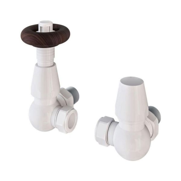 Eastbrook Traditional Gloss White Corner TRV Radiator Valves - 54.0035